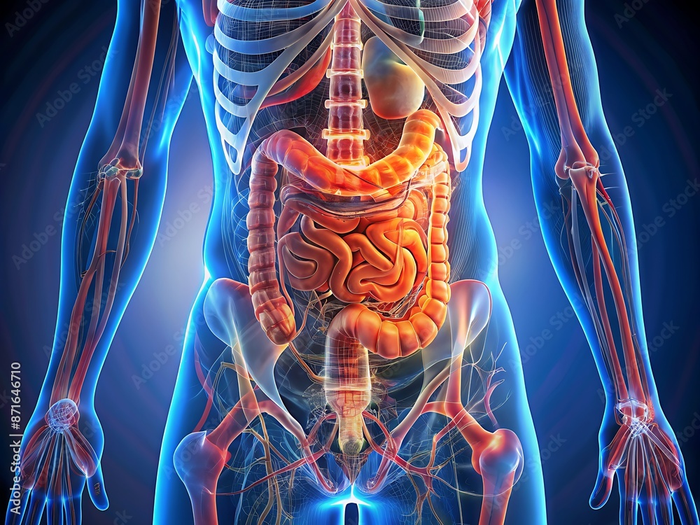 Illuminated anatomy illustration of transverse mesocolon, a peritoneal ...