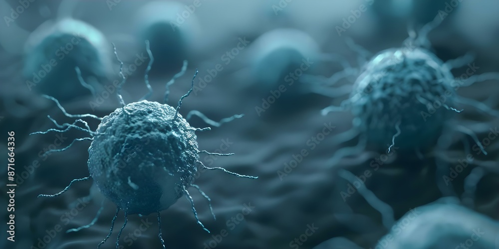 ภาพประกอบสต็อก Visualization of Cancer Cells Under Electron Microscope ...