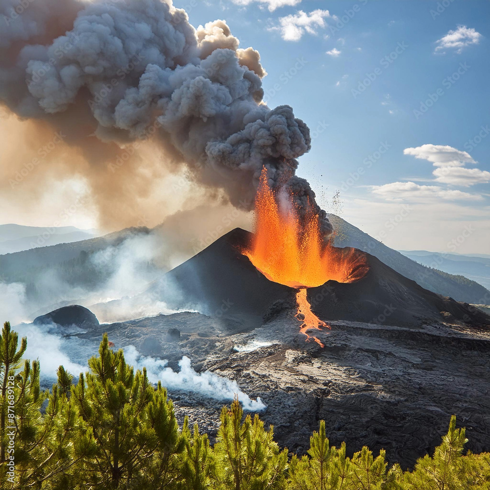 Volcano Volcanic Eruption Natural Disaster Close Up Volcano Eruption