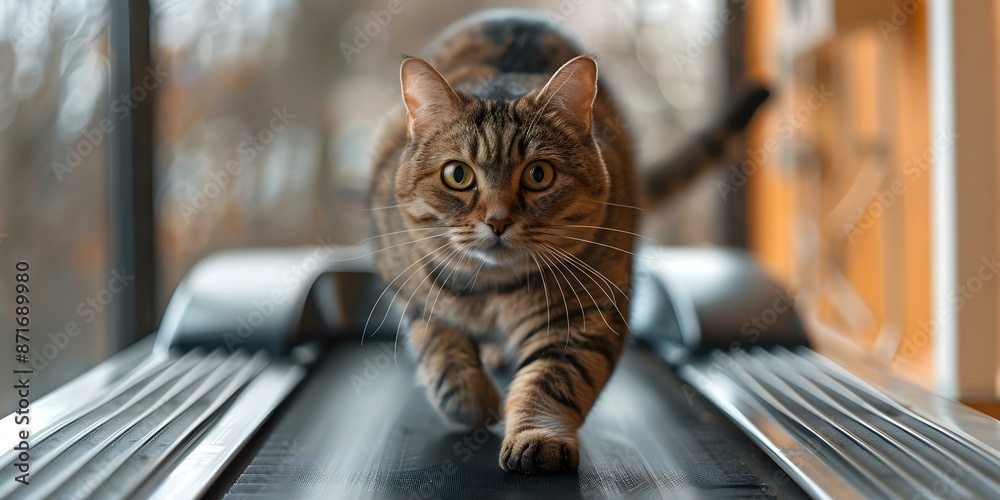 Overweight cat working out on treadmill to shed pounds and boost ...