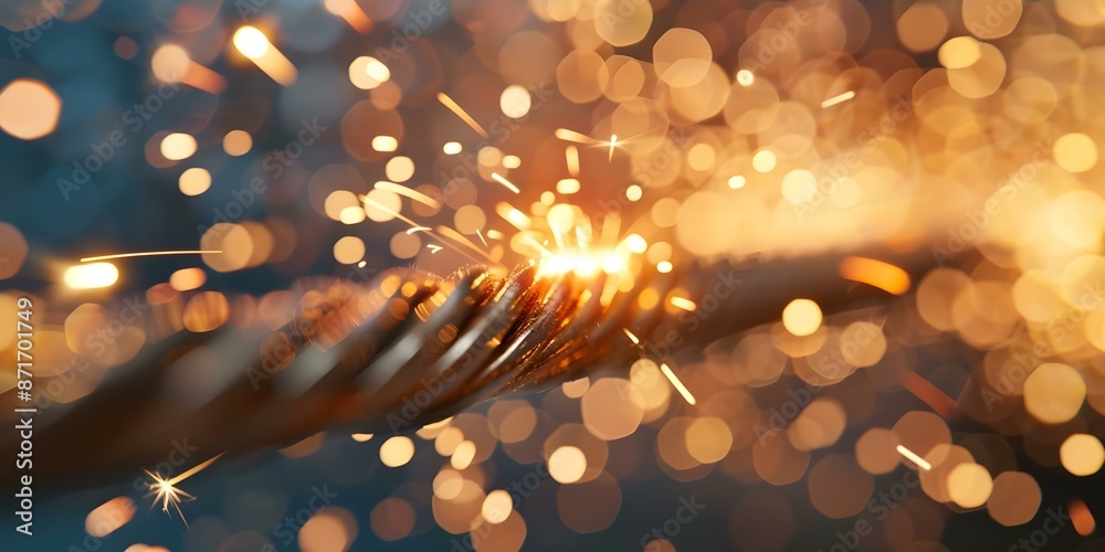 Sparking wires from broken power lines due to wire breakage. Concept ...