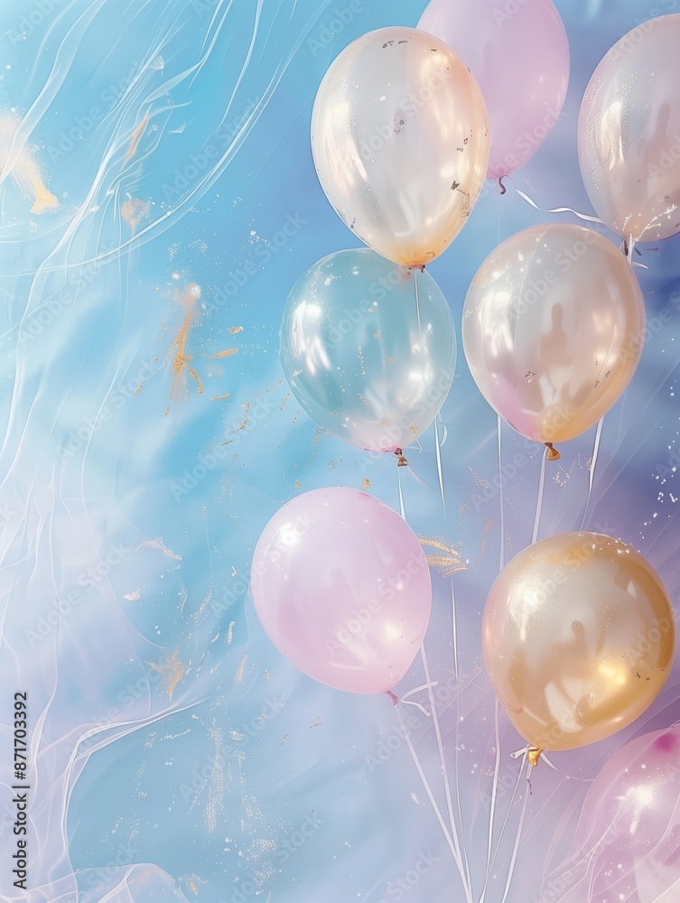 A soft gradient from light blue to lavender. Top Section: A cluster of ...