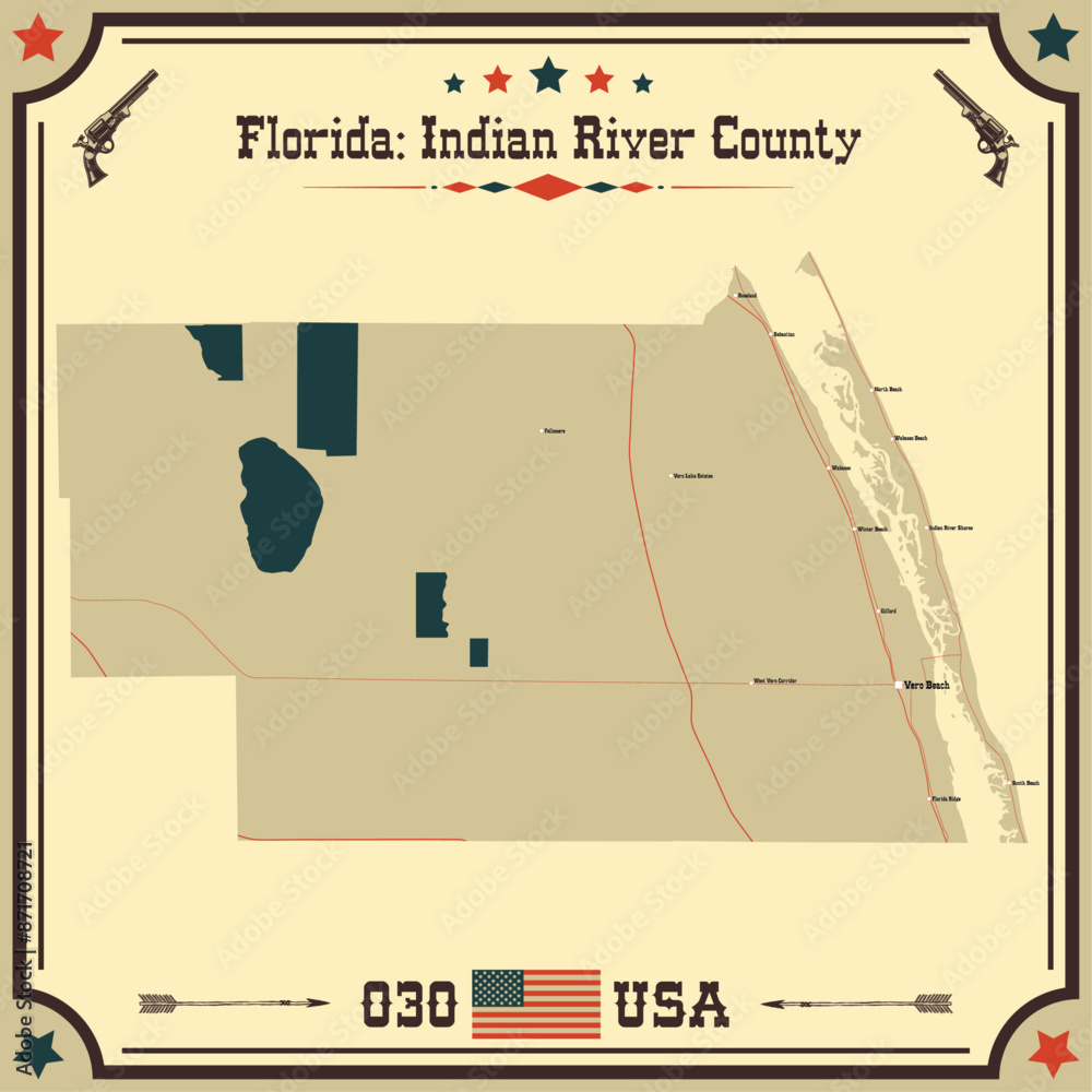 Large and accurate map of Indian River County, Florida, USA with ...
