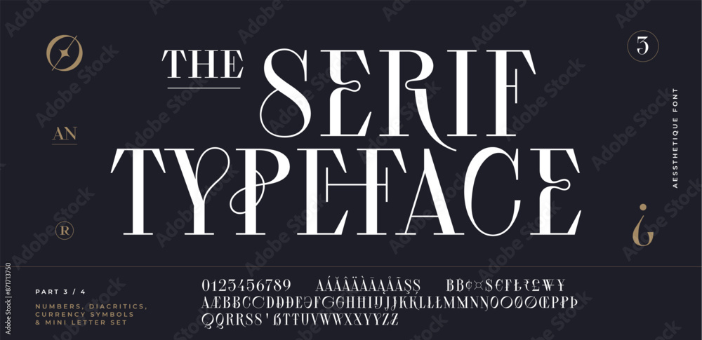 Classic serif font. Headline alphabet serif alphabet with graphic ...