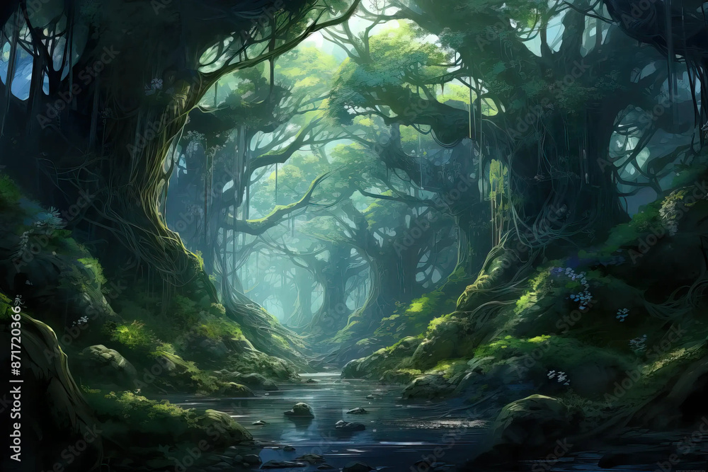 xanadu, xylem, mystical, groves, enchanted, forest, magical, trees ...