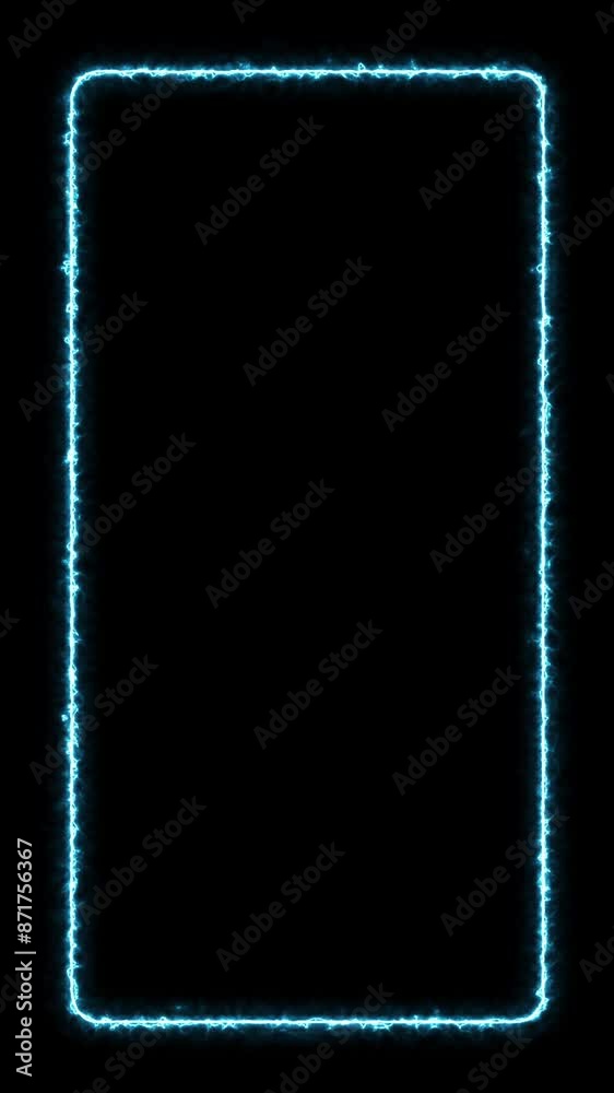 Vertical animated frame border with blue electric effect and subtle ...