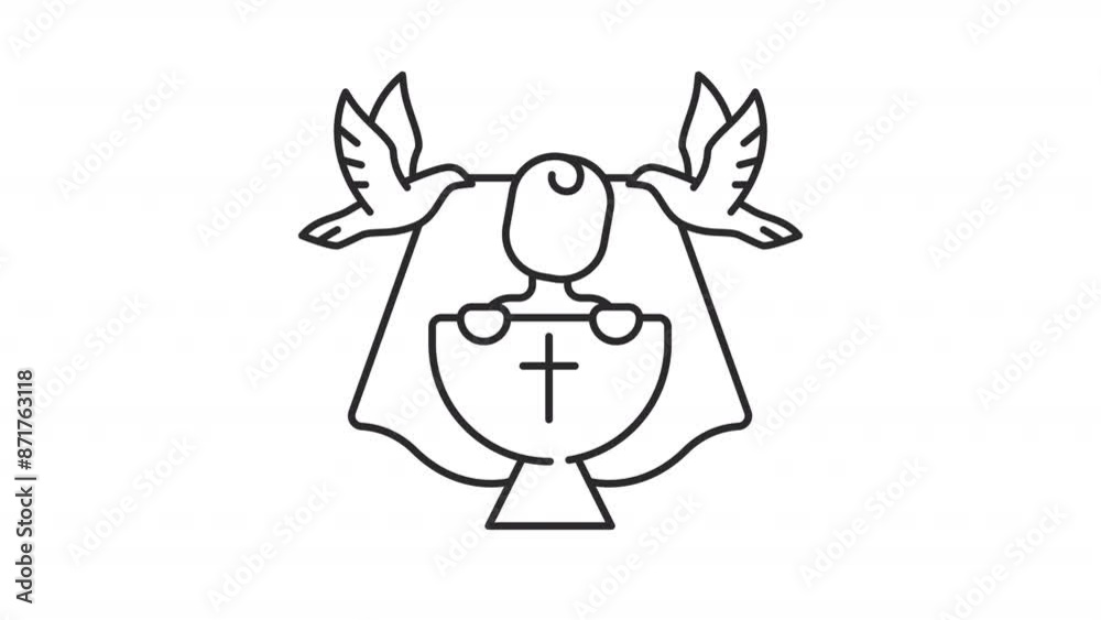 Baptism ritual line animation. Christian ceremony animated icon. Moving ...