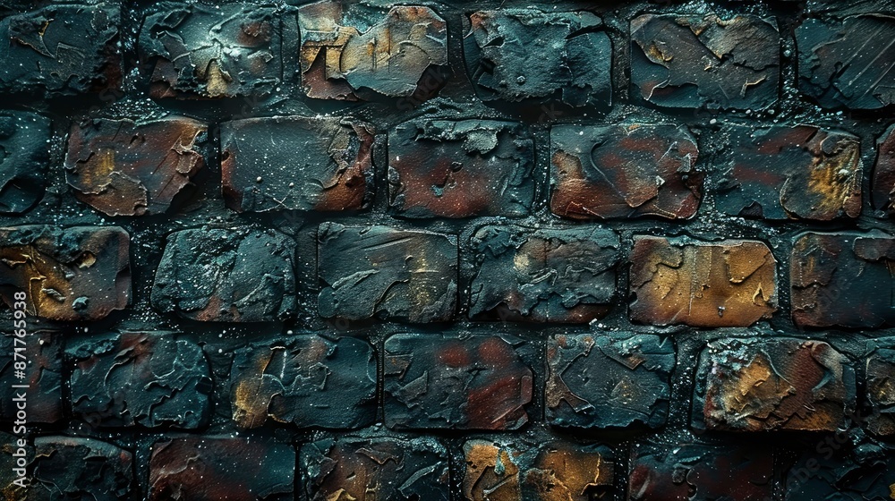 The rough, tactile surface of a brick wall, with each brick ...