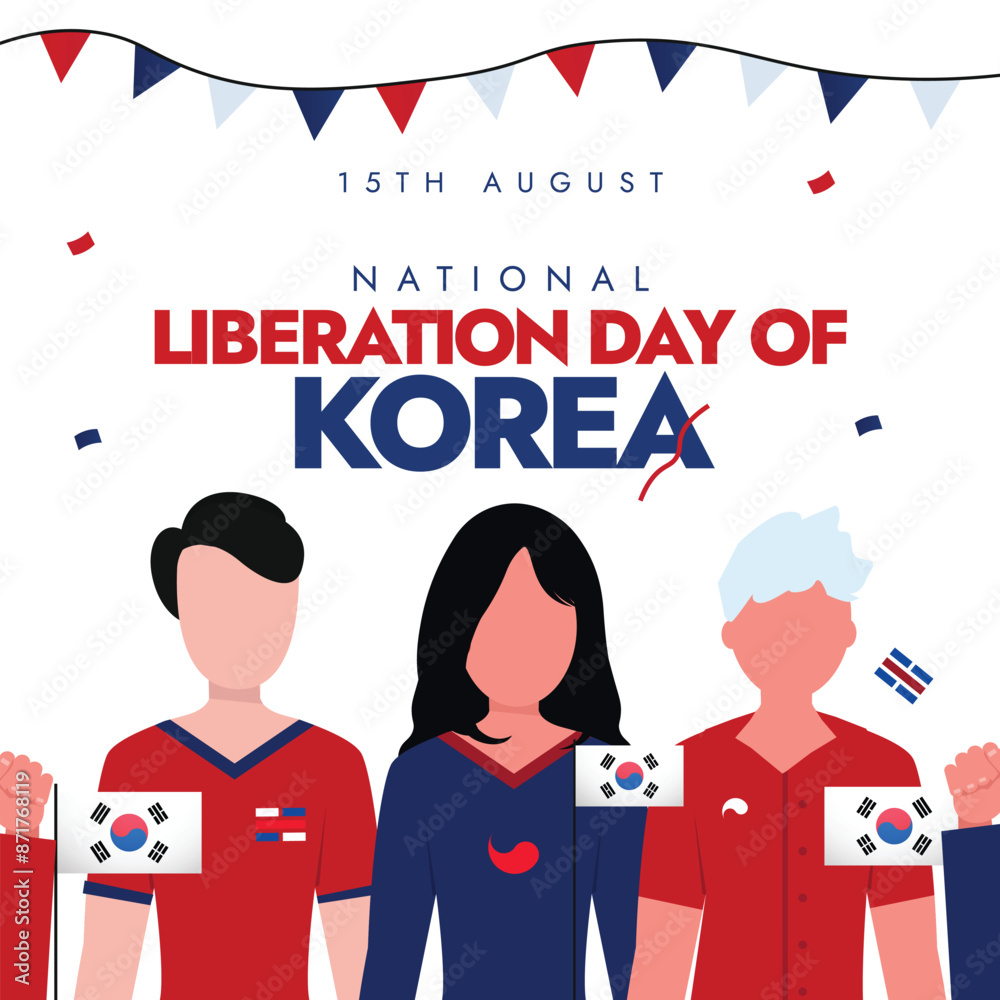 National liberation day of Korea celebration banner. 15th August Korea ...