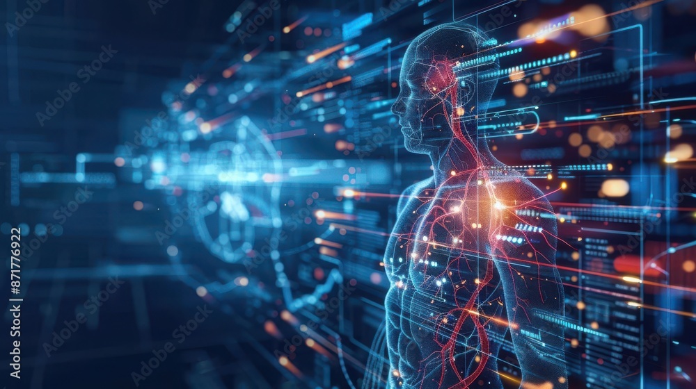 Data scientist visualizing human circulatory system, circulatory ...