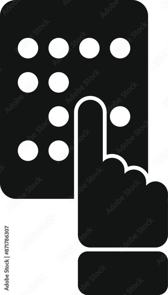 Simple icon of a finger reading braille, a tactile system of reading ...
