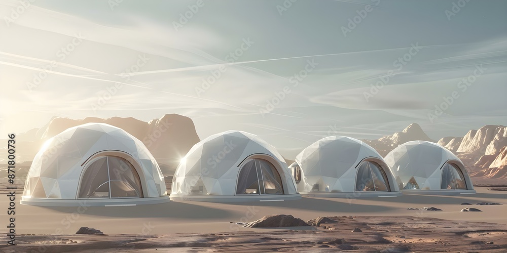 Innovative Geodesic Dome Living in a Futuristic Mars Colony. Concept ...