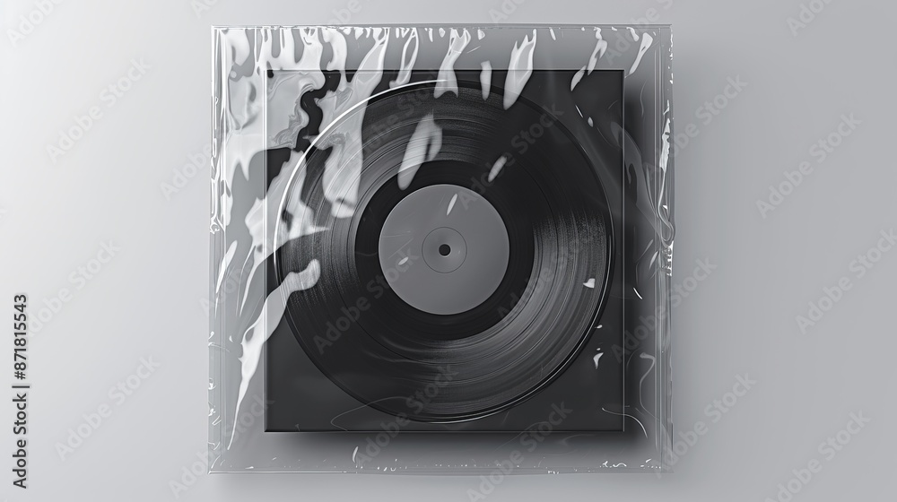 Vinyl plastic album cover frame with shrink texture overlay. A ...
