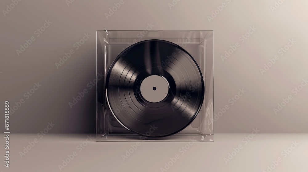 Vinyl plastic album cover frame with shrink texture overlay. A ...
