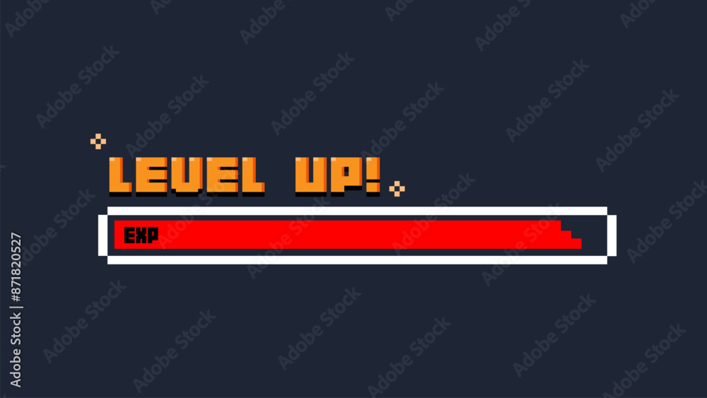 loading bar with the word level up in pixel art style .pixel art .8 bit game.retro game. for ...