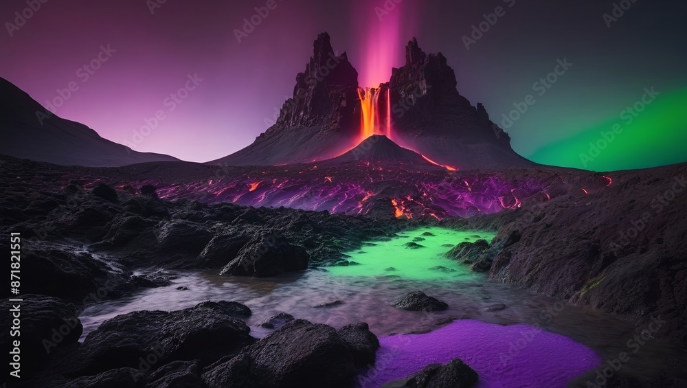 3D rendered mysterious mountain cinematic illustration of a dark ...