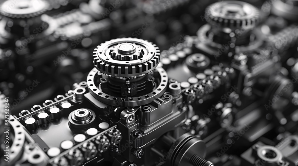 Detailed cutaway diagram of a car engine, showcasing internal ...