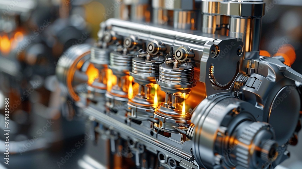 Detailed cutaway diagram of a car engine, showcasing internal ...