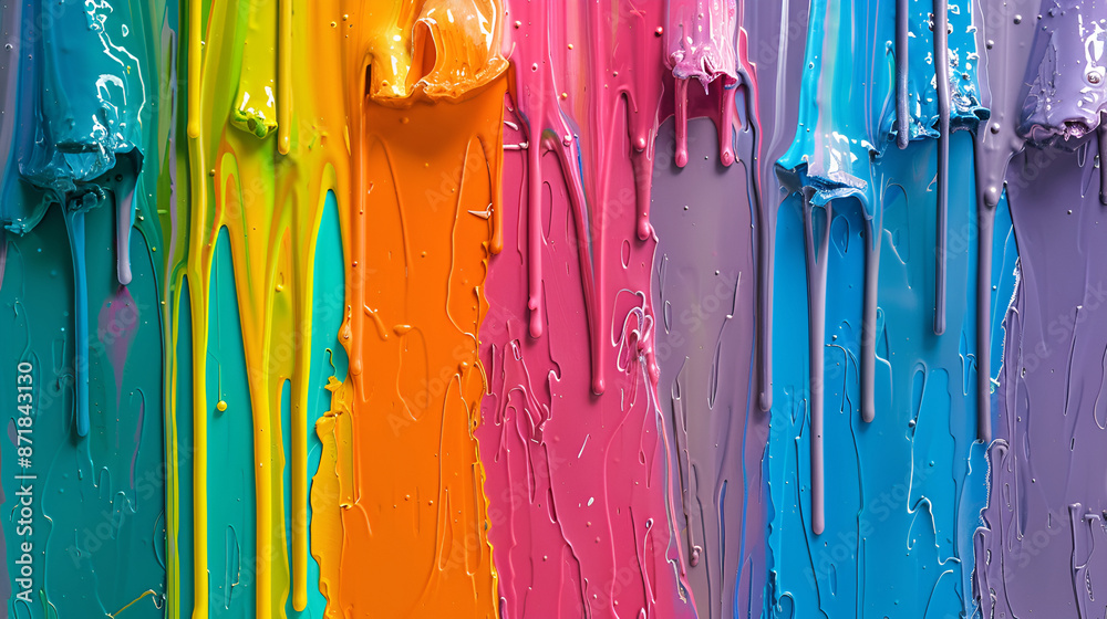 rainbow colors of paint dripping with clipping path, Different colors ...