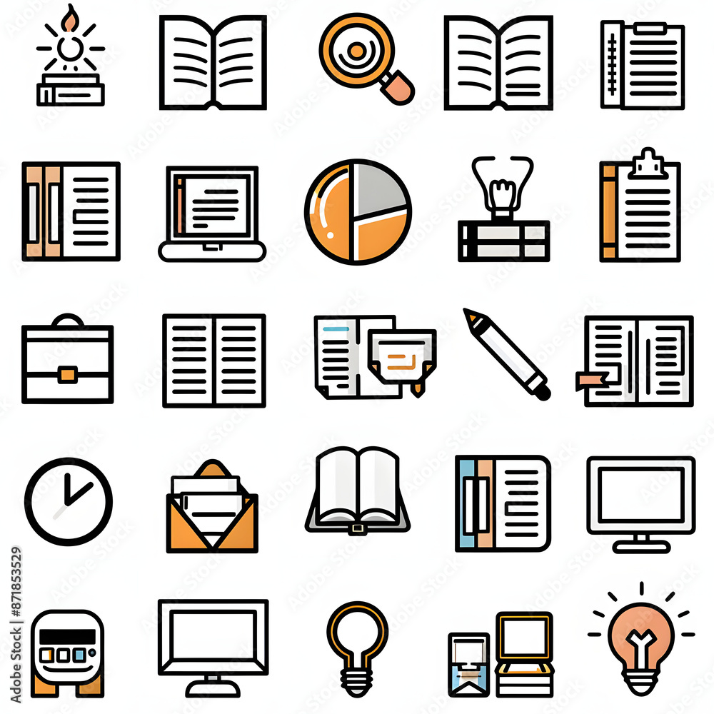 set of 40 education and learning web icons in line style. school ...