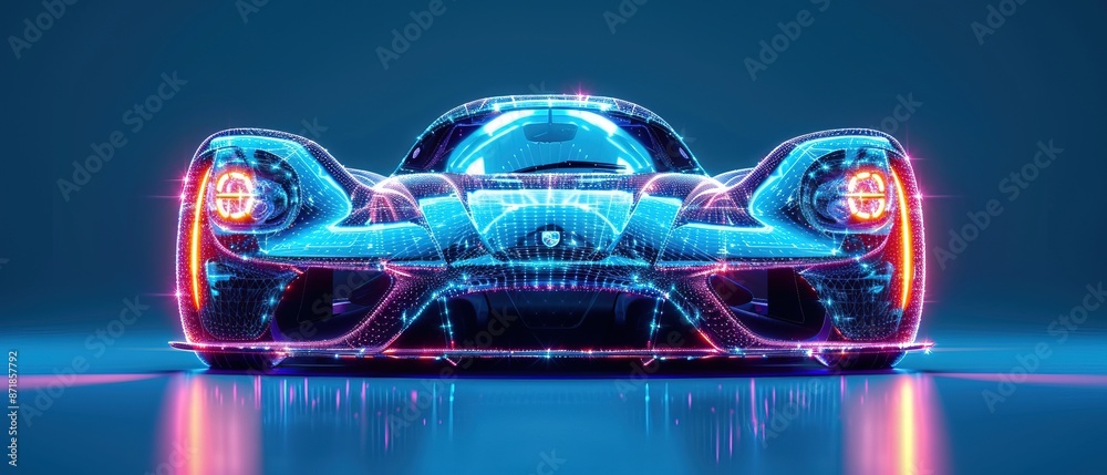 Frontside Futuristic AR car wireframe concept, generative ai, Augmented ...