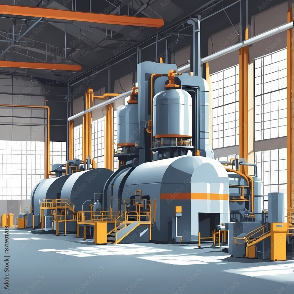 Isometric factory stations and plants for energy generation. Different ...