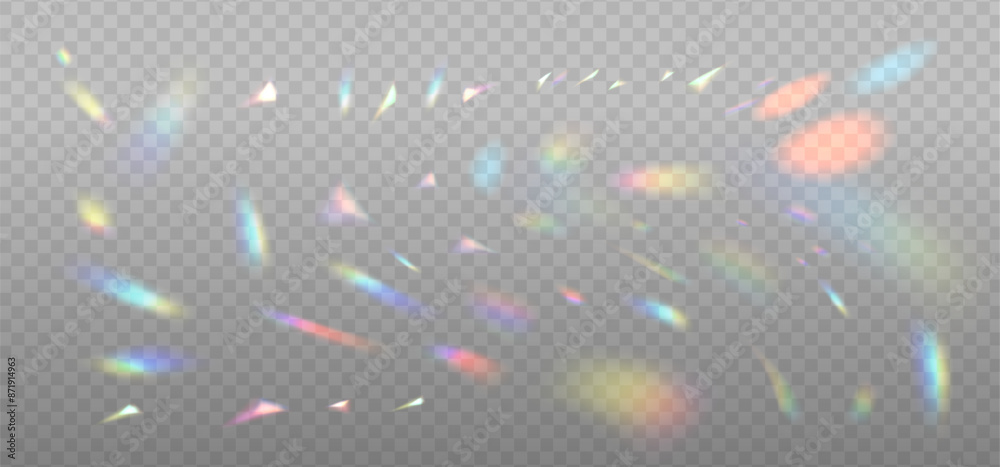 Big set of colorful crystal dispersion rainbow light and flare ...