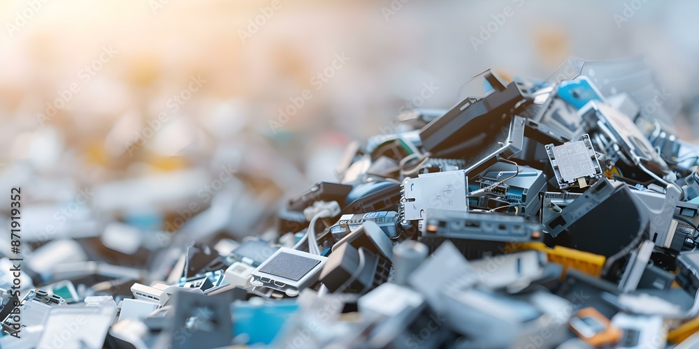 Pile of discarded electronics and computer parts known as ewaste ...