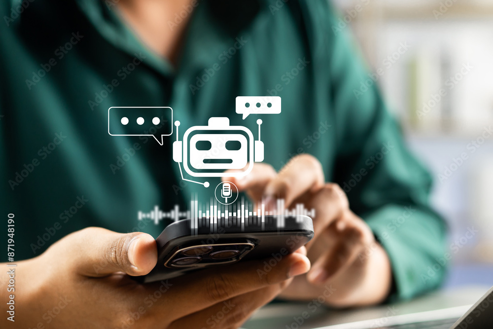 AI Artificial Intelligence,Digital chatbot, Man chatting with digital ...