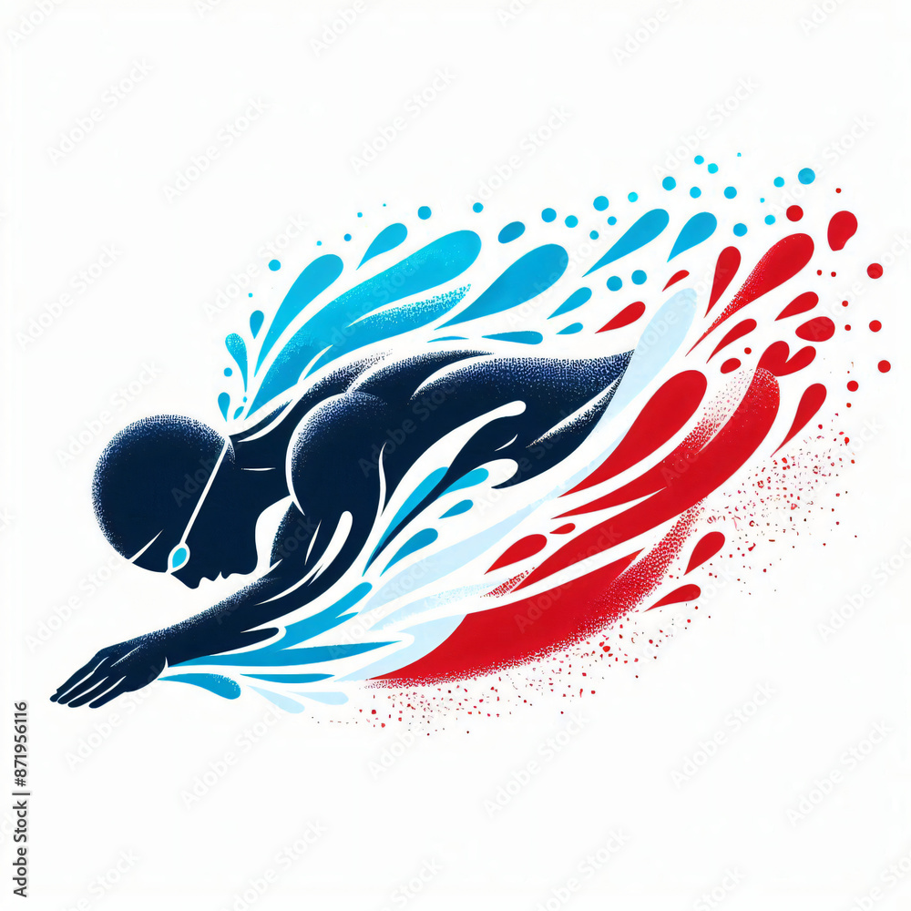 vector image swimmer streamlined position swimmer suit water splashes ...