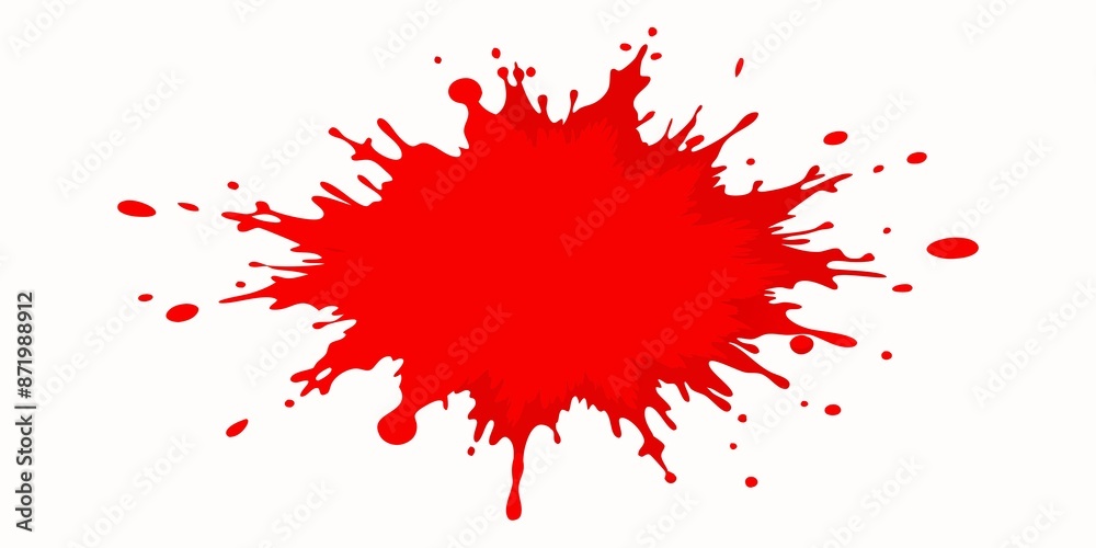 color, background, white, red, Bright red splatter spread across clean ...