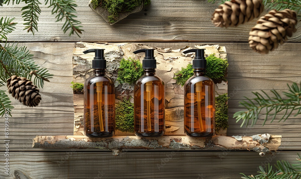 spa natural organic cosmetics packaging design set of dark brown amber ...