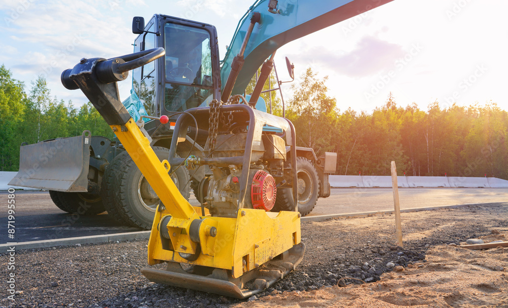 Ground Compactor Plate on compact soil. Plate Compactor for Ground ...