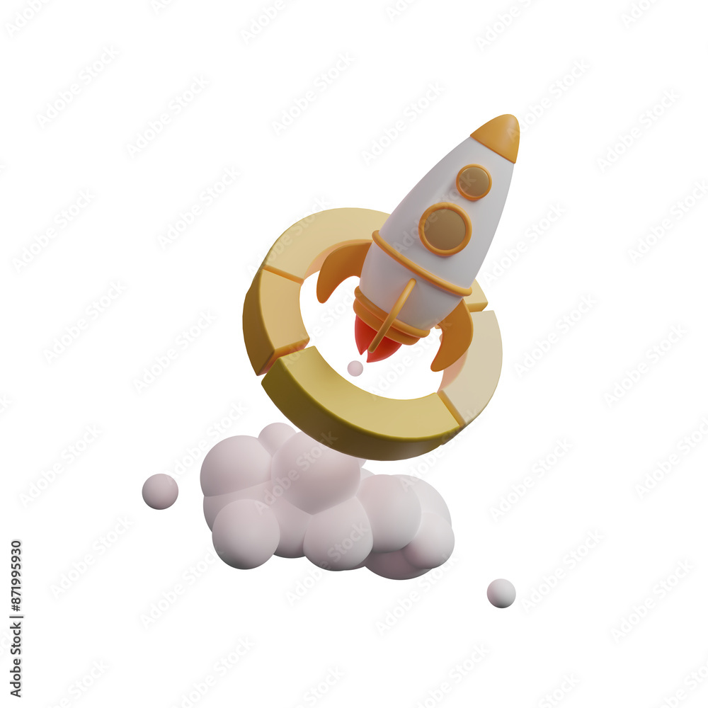 3D Rocket launching take off with a targeted launch speed for growing ...