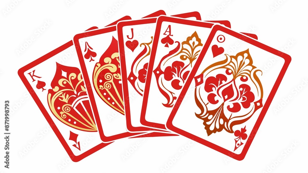 set of vintage-style playing cards with Rococo-inspired designs on ...