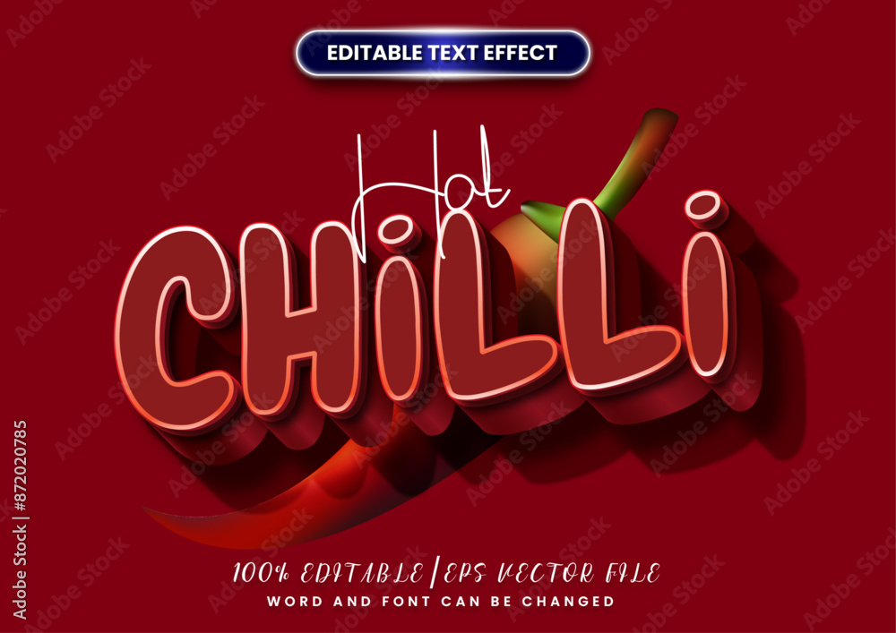 3d Chili text effect. Red chili text and smoke effect. cartoon text ...