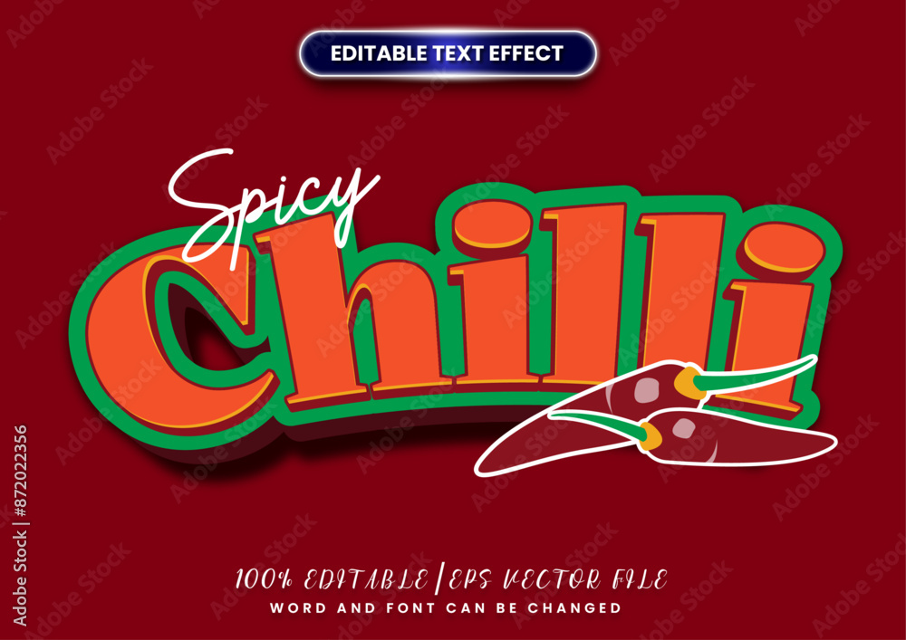 3d Chili text effect. Red chili text and smoke effect. cartoon text ...