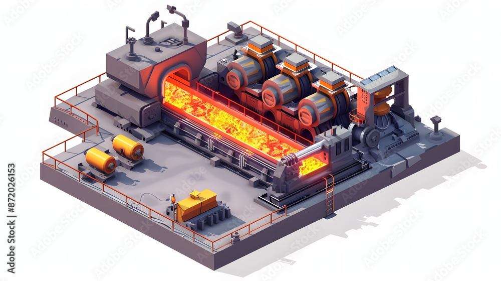 steel making automated equipment. isometric industrial steel production ...