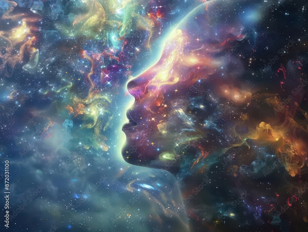 astral journey ethereal womans form dissolves into cosmic energy ...