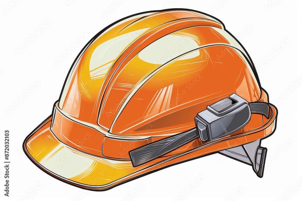 A detailed side view of a safety helmet, showcasing its sturdy ...
