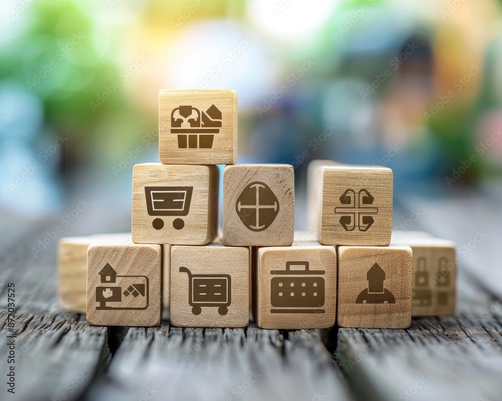 Franchise expansion with store network icons for e commerce and digital ...