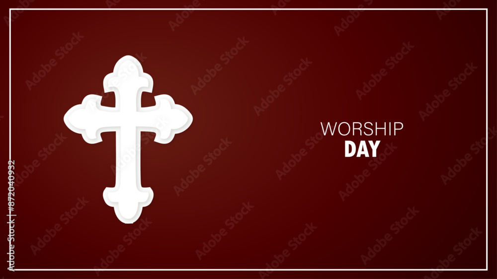 White cross vector in red background, religious symbol cross papercut ...