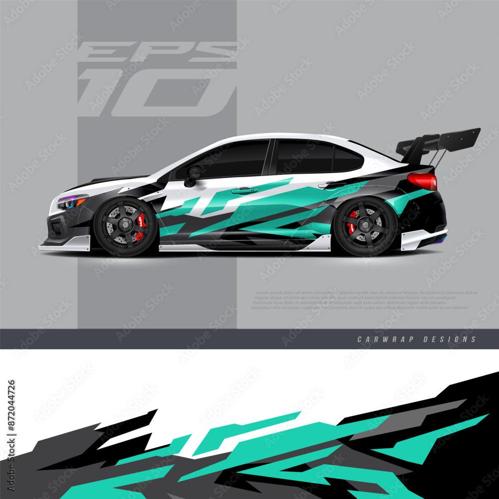 Car wrap decal graphic design. Abstract stripe racing background ...