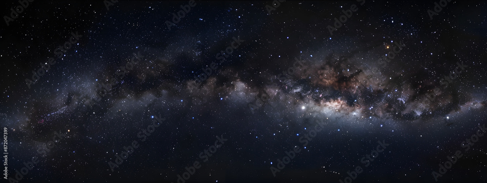 Panoramic photo of the Milky Way galaxy,with stars and galaxies in the ...