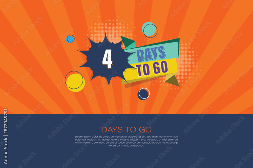 Four Days To Go Badges and Stickers. 4 Days Countdown left days banner ...