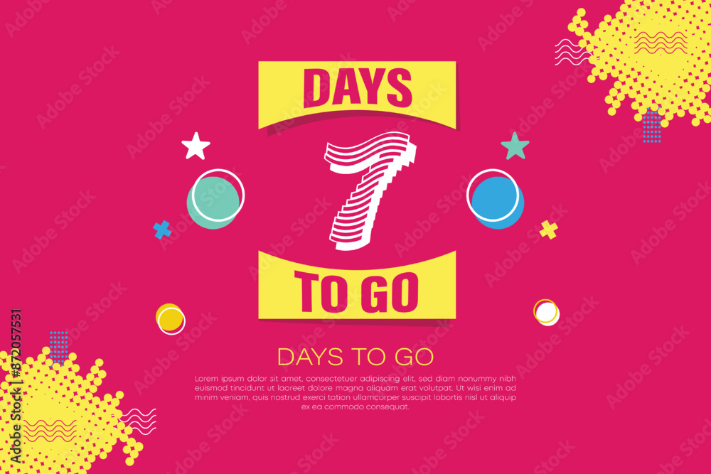 Seven Days To Go Badges and Stickers. 7 Days Countdown left days banner ...