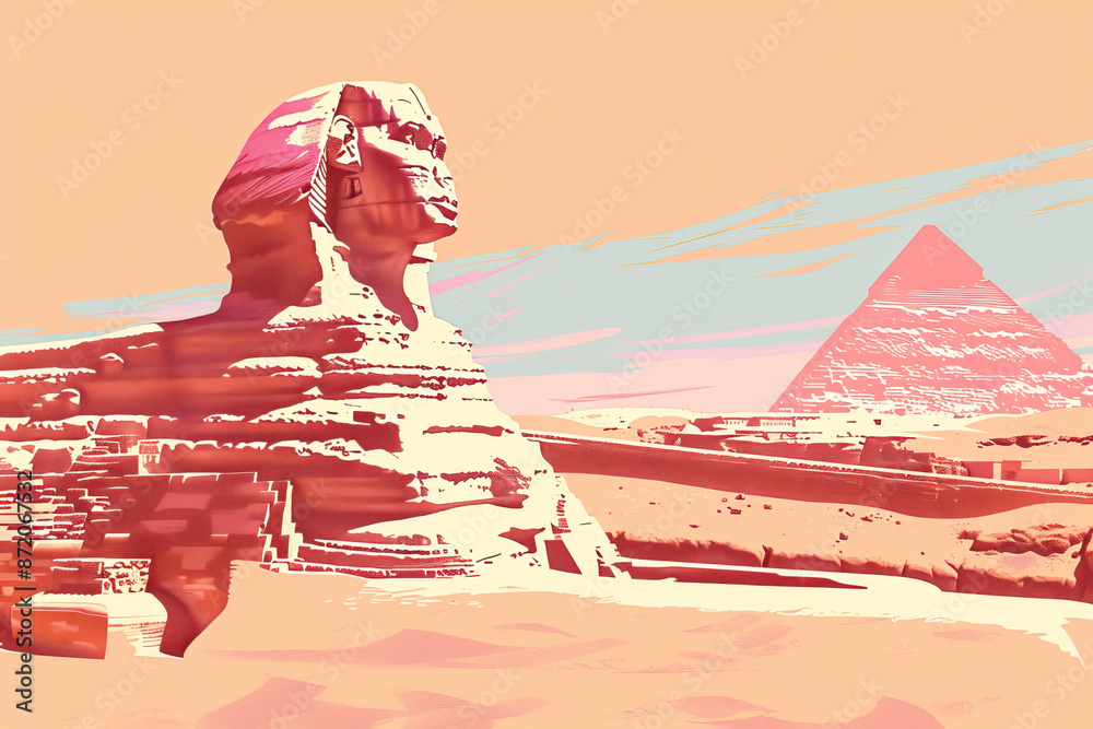 Risograph riso print travel poster, card, wallpaper or banner ...