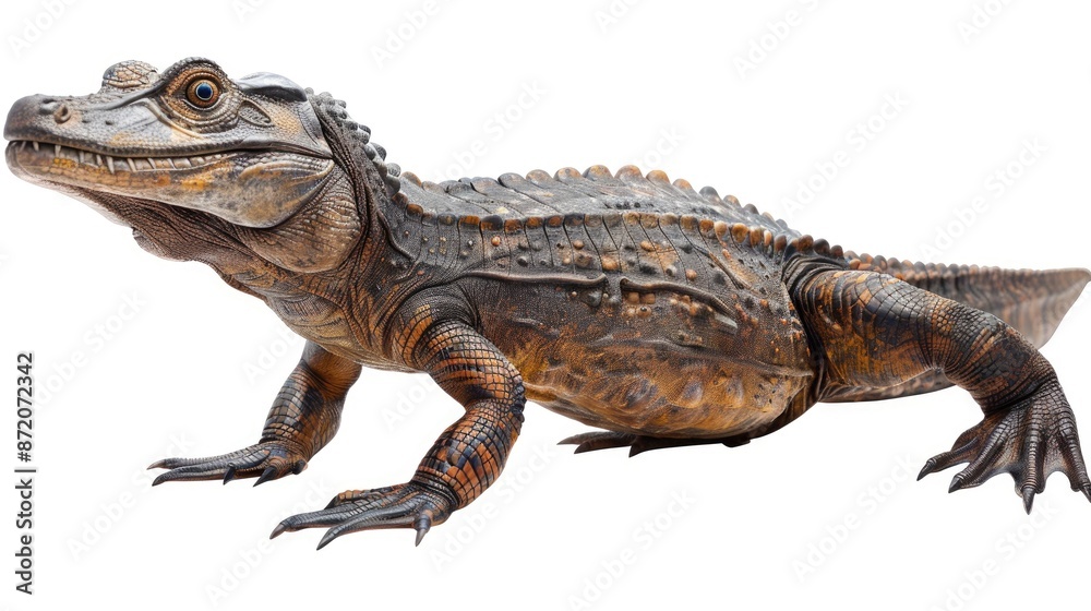 Large headed Eryops a giant prehistoric amphibian isolated on white ...