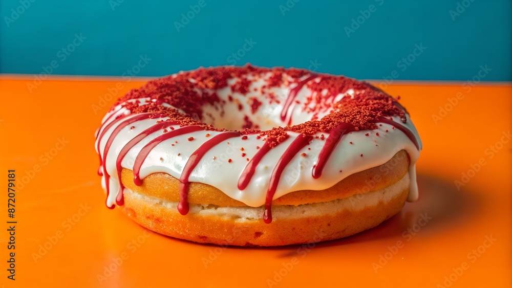 red velvet donut a donut with the classic flavors in studio background ...