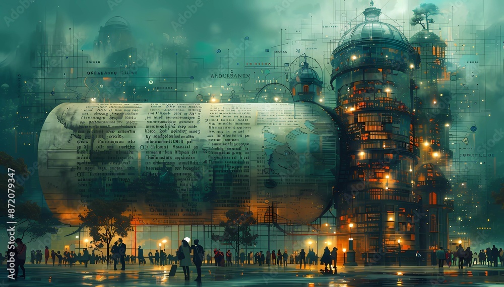 The Document Evolution: From Scrolls to Screens, timeline illustration showing the evolution of ...